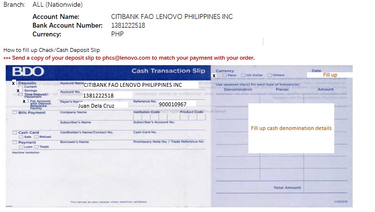 Direct Deposit Instruction | Lenovo Philippines